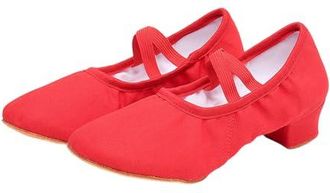 Generic Chaussures de danse pour femme &agrave; talon bas - Couleur unie - D&eacute;contract&eacute;es et confortables - Antid&eacute;rapantes - Convient pour le ballet classique, Rouge,
