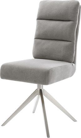 DELIFE Esszimmerstuhl Pela-Flex Kreuzgestell breit Edelstahl Strukturstoff Soft Grau 360&deg; drehbar Wippfunktion Taschenfederkern
