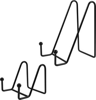 SOLUSTRE 2 Stück Metall Displayständer Schwarz Buch Tellerhalter Stabiles Regal für Fotos Bücher Teller Dekorativer Aufsteller für Zuhause Nordic Stil Feinkörn