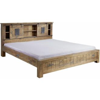 Massivmoebel24 Bett Mango 190x220x105 natur lackiert railway 143