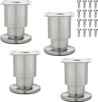 Generic Verstellbare M&ouml;belf&uuml;&szlig;e, Runde Metallf&uuml;&szlig;e Als Ersatz Schr&auml;nke, F&uuml;r Couchtische, Schreibtische, Sofas Und Regale, 4er-Pack, Mit Rutschfester Gummibasis(