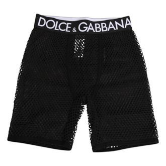 Dolce & Gabbana Schwarze Logo Mesh Shorts - - Underwear - Damen - Schwarzk - S