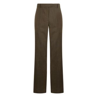 Ganni Ganni Hose mit geradem Bein aus Wollmelange - - Trousers - Damen - Braun - 3XS