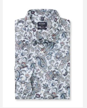 Olymp Luxor, Modern Fit, Extralanges Baumwollhemd mit Paisley-Print in
