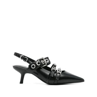 Ash Schwarze Lederschuhe mit flacher Sohle und Nieten - - Shoes - Damen - Schwarzk - 37 EU