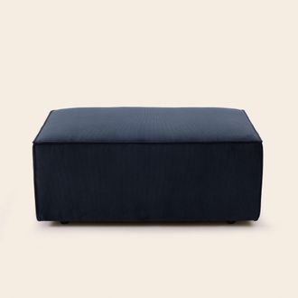 Madura Pouf Dyonis Velours côtelé Bleu de nuit - BLEU