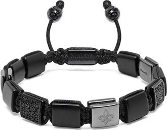 Nialaya Homme, Accessoires, Noir, Taille: XL Matte Onyx Fleur Flatbead Bracelet
