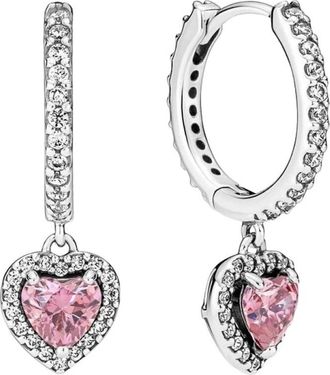 Pandora Boucles doreilles cr&eacute;oles Coeur Halo Scintillant - Femme - Accessoires - Rose - Taille: ONE Size