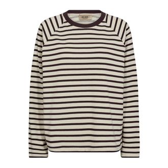 Mos Mosh MOS Mosh, Femme, Tops, Beige, Taille: 38 FR Sweat &agrave; Rayures Bleu Maritime