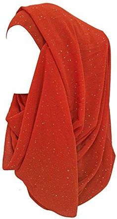 Lina & Lily Hijab Mousseline à Paillettes Dorées, Mode Foulard Châle Femme en Tissu Léger (Rouge Rouille)