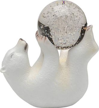Kare Design Design Deko Figur Disco Polar Bear, Weiß, Deko Objekt, Polarbär, Eisbär, Glas Verzierung, handbemalt, Unikat, 26x23x13 cm (H/B/T)