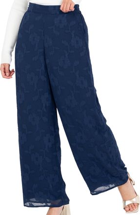 Lovedrobe Womens Palazzo Trousers Ladies Wide Leg Pants Floral Print Chiffon Bottoms Smart Casual Party Office Wear, Marineblau 54