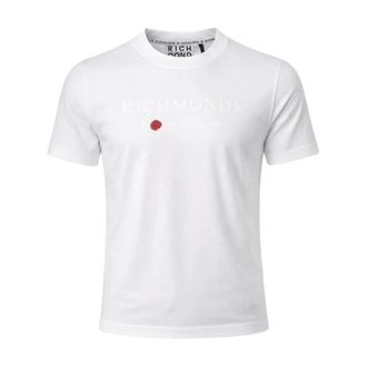 John Richmond Homme, Tops, Blanc, Taille: XS Logo T-Shirt