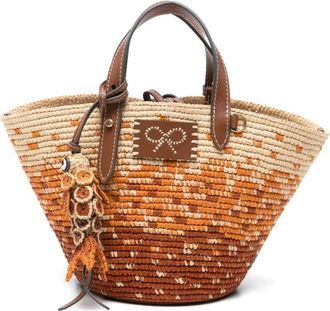 Anya Hindmarch Femme, Sacs, Multicolore, Taille: ONE Size D&eacute;grad&eacute; Large Round Raffia Basket Bag