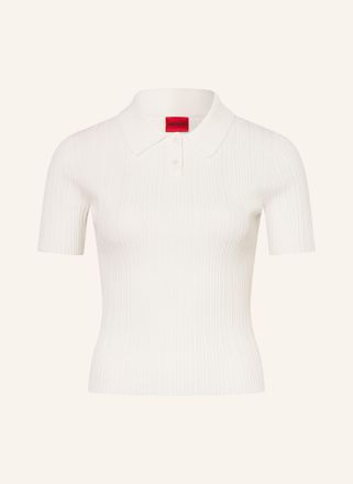 HUGO BOSS Hugo Strick-Poloshirt Sareplette weiss