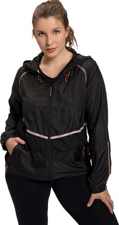 Ulla Popken Damen leichte Funktionsjacke, Tapes, wasserabweisend Jacken, schwarz, 42-44