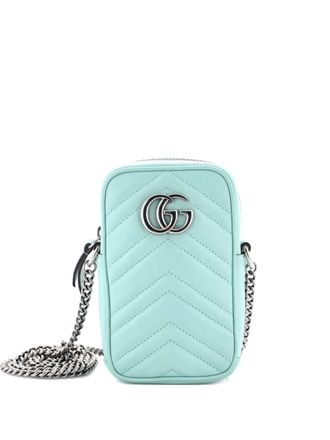 Gucci GG Marmont Vertical Phone Matelasse Leather Mini crossbody bag - Bleu