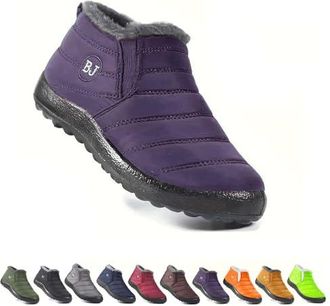 Generic Bottes de neige dhiver pour femme, imperméables, orthopédiques chaudes, doublure en fourrure antidérapante, chaussures de marche en plein air, violet,