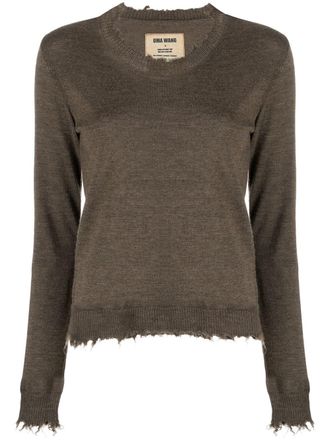 Uma Wang Kaschmirpullover mit rundem Ausschnitt - Braun