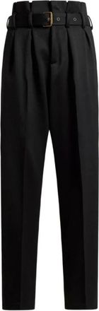 Etro Pantalon large en laine avec ceinture - Femme - Pantalons - Noir - Taille: 38 FR