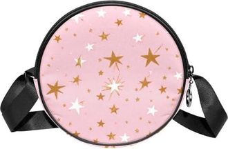 Generic Petit sac &agrave; bandouli&egrave;re rond pour femme, sac &agrave; bandouli&egrave;re esth&eacute;tique avec fermeture &eacute;clair, bretelles r&eacute;glables, sac &agrave; main rond d&eacute;contract&eacute; pour fem