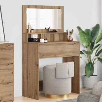 vidaXL vidaXL Tables de maquillage pour chambre avec tiroir Ch&ecirc;ne artisanal