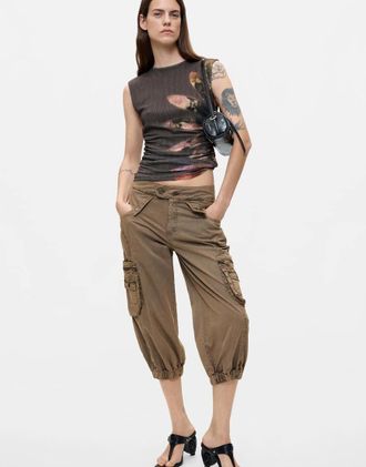 Desigual Jogger-Hose mit Taschen aus 100 % Baumwolle in Beige-Neutral