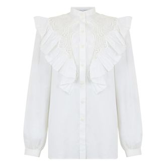 Alberta Ferretti Hemdbluse mit R&uuml;schen - - Blouses & Shirts - Damen - Wei&szlig; - S