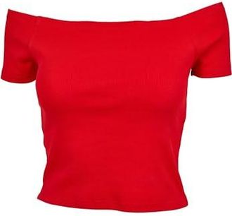 Urban Classics T-Shirt Court Épaules Dénudées Femme T-Shirt Manches Courtes Rouge XL