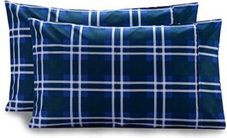 Elegant Comfort 2-teiliges Kissenbezüge-Set, ägyptische Qualität, Fadenzahl 1500, zeitlos, klassisches Design, weich und glatt, knitterfrei, kariert, Kingsize-Kissenb