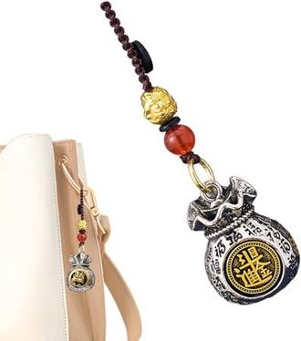 Generic Pendentif de sac de richesse, pendentif de sac porte-bonheur rotatif,Porte-cl&eacute;s Feng Shui 3D rotatif | Porte-cl&eacute;s &agrave; caract&egrave;re chinois, sac &agrave; main, sac