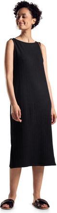 Street One Damen A144128 Geripptes Sommerkleid, Black, 36