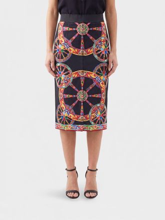 Dolce & Gabbana Jupe crayon midi en soie &agrave; imprim&eacute; Carretto Siciliano