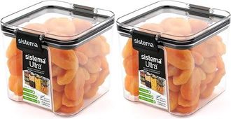 Sistema Ultra Tritan luftdichtes Frischhaltedose | 700 ml Vorratsdose mit Deckel | stapelbar | BPA-frei, Wei&szlig;/Grau (Packung mit 2)