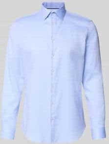 Jake*s Slim Fit Business-Hemd mit Strukturmuster und Kentkragen