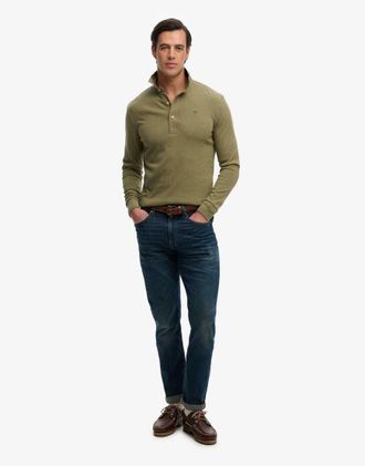 Superdry Classic Preppy - Lang&auml;rmliges Oberteil in Silber-Salbeigr&uuml;n