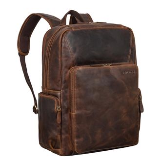 STILORD Werner Moderner Leder-Rucksack mit vielen Fächern | Business-Rucksack mit Laptop-Fach 15-17 Zoll Groß | Echt-Leder Tagesrucksack für Damen und Herren,