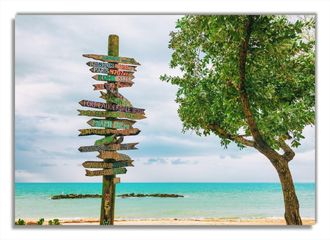 Wallario selbstklebendes Poster - Wegweiser im Paradies, Aufkleber in Premiumqualit&auml;t, Klebefolie Gr&ouml;&szlig;e: 70 x 100 cm (Riesenposter)