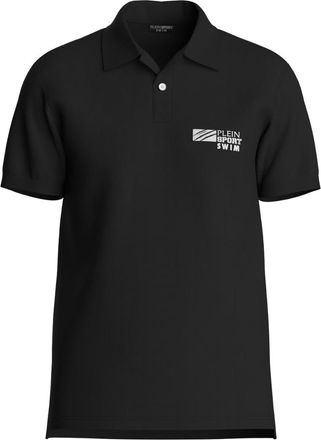 Plein Sport Kurzarm-Kragen-Logo-Polohemd in Schwarz