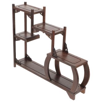 Angoily Holz Kuriosit&auml;tenst&auml;nder Antikes Display Regal Stabil Geschnitzt Vintage Ausstellungsst&auml;nder f&uuml;r Schreibtisch Wohndeko