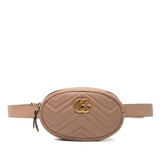 Gucci Beige GG Marmont Matelasse Leather Belt Bag