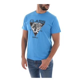 Cavalli T-Shirt Logo Print - Homme - Tops - Bleu - Taille: M