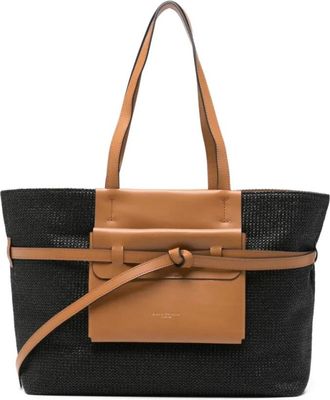 Gianni Chiarini Femme, Sacs, Noir, Taille: ONE Size Belty Sac cabas grand format en paille et cuir