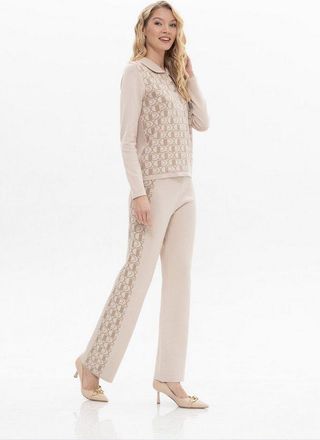 Passioni Strickpullover mit Polokragen und Logo