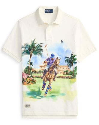 Ralph Lauren Piqu&eacute;-Poloshirt mit gro&szlig;em Poloreiter-Print, Classic Fit in
