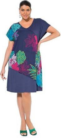 Ulla Popken Femme Grandes Tailles Robe en Jersey. Jeté en Mousseline. Décolleté V et Manches Courtes Univers 46+ 839252730-46+