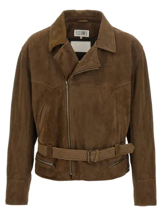 Maison Margiela Suede Biker Biker Jacket - Brown