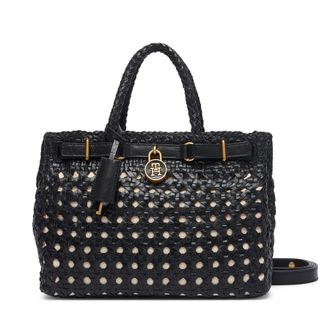Tommy Hilfiger Handtasche Tommy Hilfiger American Icon Mini Tote Braided AW0AW18734 Schwarz