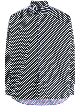 Versace chemise rayée à imprimé graphique (années 1990) - Bleu