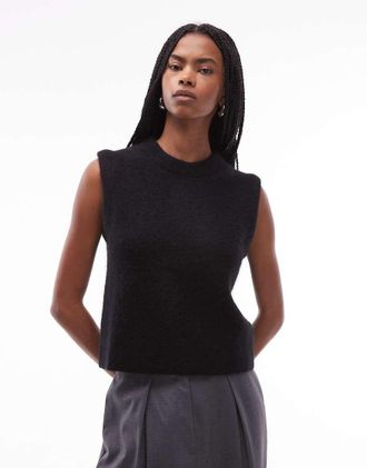 Arket Gestrickter Pullunder in Schwarz mit Alpakawolle